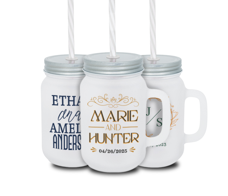 Custom Frosted Mason Jar With Lid & Straw - No Minimum Order