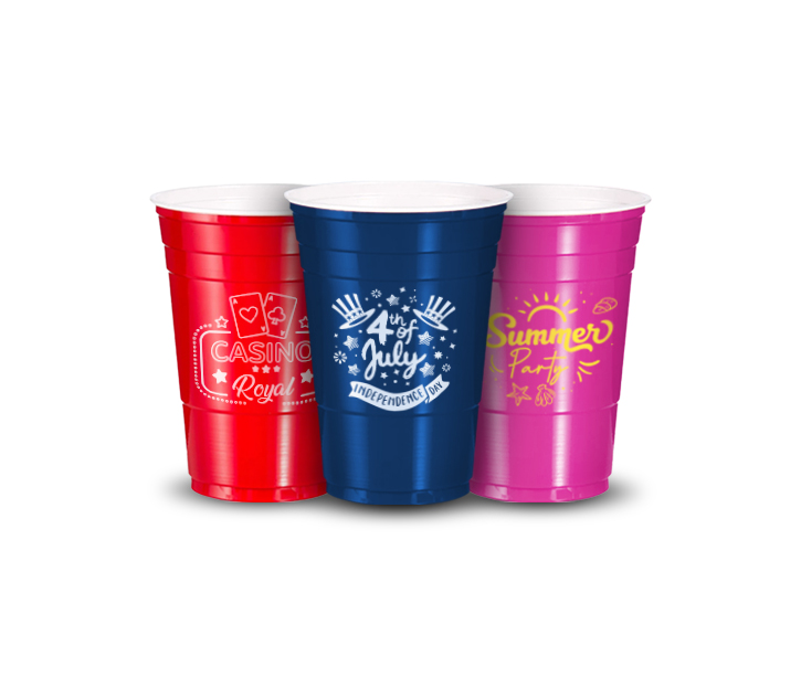 Custom Reusable Party Cups - 100% America Shipped and Printed