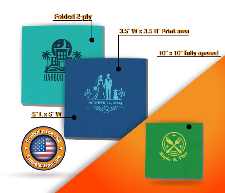 Custom Colored Napkins | 20+ different colors - 100% USA Made